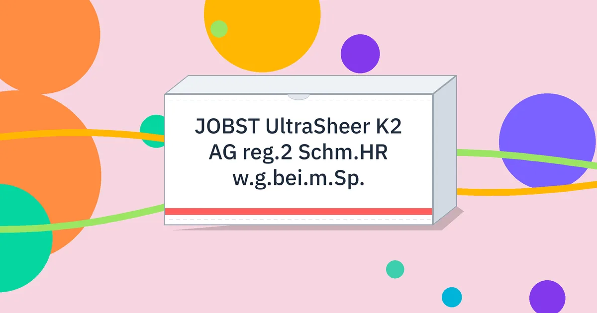 Symbolbild: Packung mit der Aufschrift JOBST UltraSheer K2 AG reg.2 Schm.HR w.g.bei.m.Sp. (PZN 16301502) – Verfügbarkeit und Bezug in Apotheken in Frankfurt am Main
