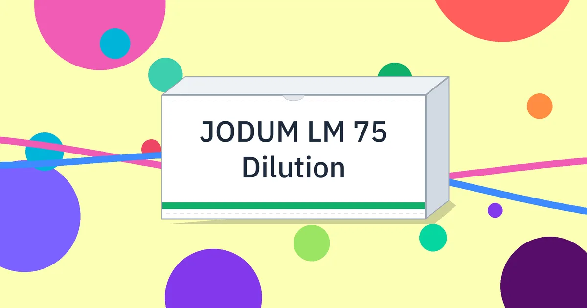 Symbolbild: Packung mit der Aufschrift JODUM LM 75 Dilution (PZN 12915940) – Verfügbarkeit und Bezug in Apotheken in Frankfurt am Main