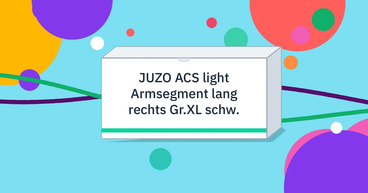 Symbolbild: Packung mit der Aufschrift JUZO ACS light Armsegment lang rechts Gr.XL schw. (PZN 13890047) – Verfügbarkeit und Bezug in Apotheken in Frankfurt am Main