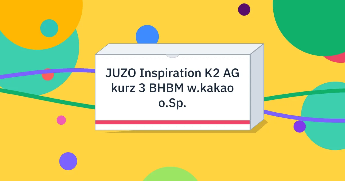 Symbolbild: Packung mit der Aufschrift JUZO Inspiration K2 AG kurz 3 BHBM w.kakao o.Sp. (PZN 14885597) – Verfügbarkeit und Bezug in Apotheken in Frankfurt am Main