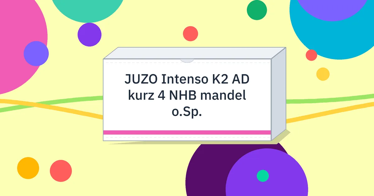 Symbolbild: Packung mit der Aufschrift JUZO Intenso K2 AD kurz 4 NHB mandel o.Sp. (PZN 18621671) – Verfügbarkeit und Bezug in Apotheken in Frankfurt am Main