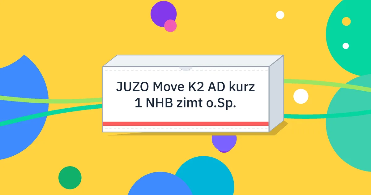Symbolbild: Packung mit der Aufschrift JUZO Move K2 AD kurz 1 NHB zimt o.Sp. (PZN 18509365) – Verfügbarkeit und Bezug in Apotheken in Frankfurt am Main