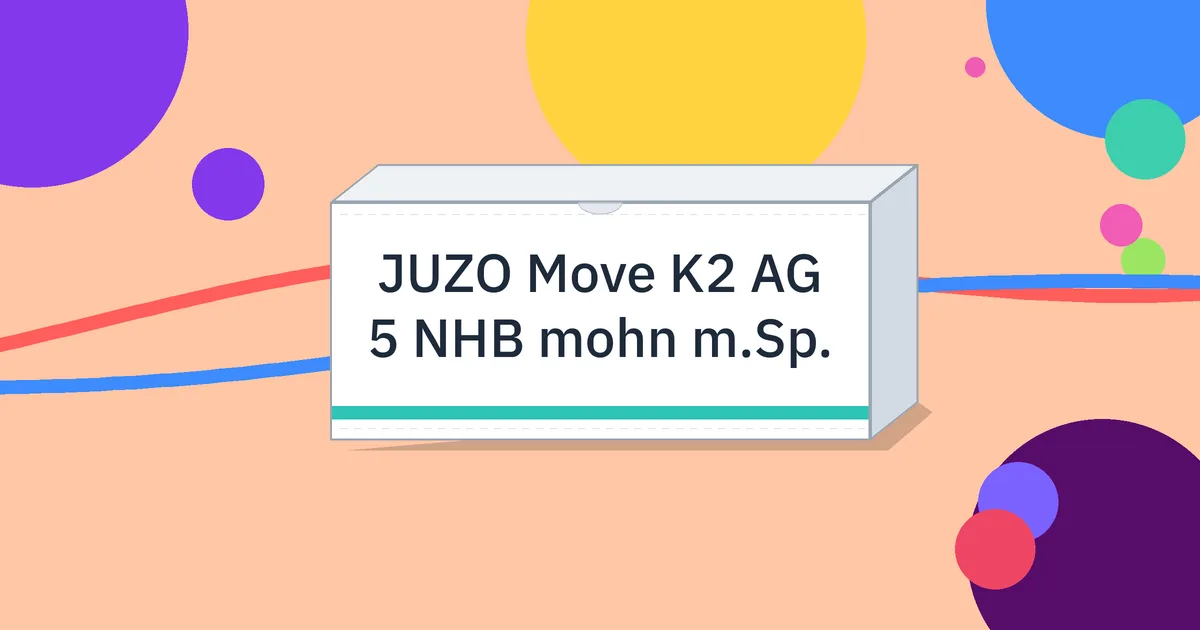 Symbolbild: Packung mit der Aufschrift JUZO Move K2 AG 5 NHB mohn m.Sp. (PZN 18555419) – Verfügbarkeit und Bezug in Apotheken in Frankfurt am Main