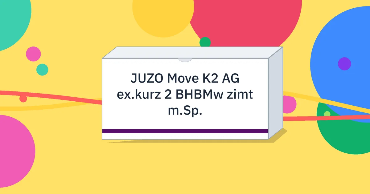 Symbolbild: Packung mit der Aufschrift JUZO Move K2 AG ex.kurz 2 BHBMw zimt m.Sp. (PZN 18532743) – Verfügbarkeit und Bezug in Apotheken in Frankfurt am Main