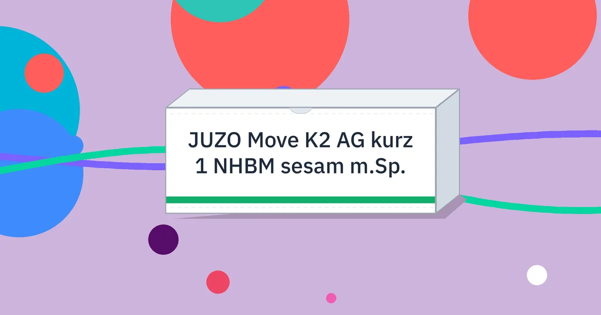 Symbolbild: Packung mit der Aufschrift JUZO Move K2 AG kurz 1 NHBM sesam m.Sp. (PZN 18527311) – Verfügbarkeit und Bezug in Apotheken in Frankfurt am Main