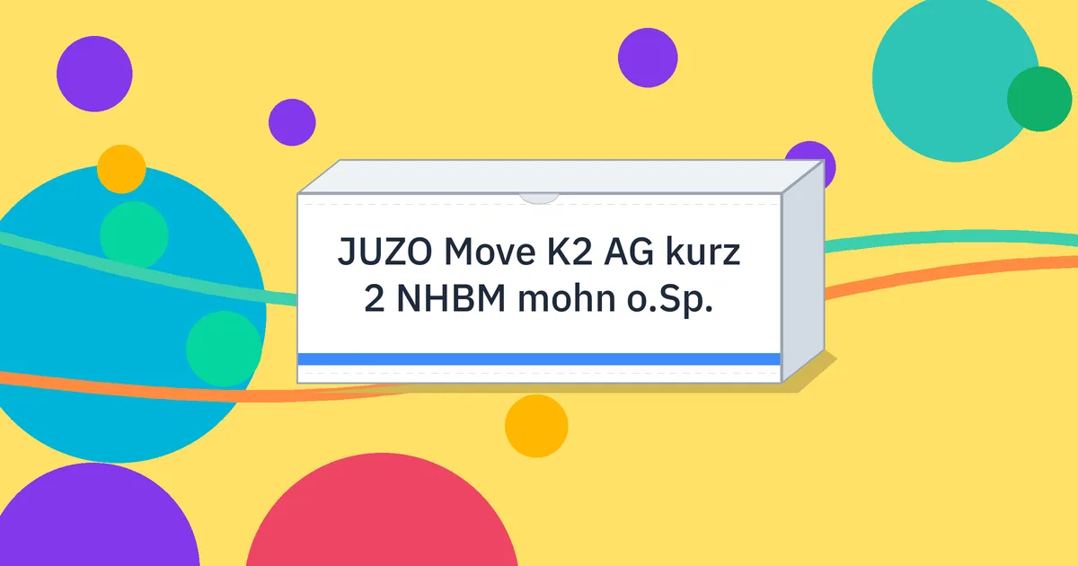 Symbolbild: Packung mit der Aufschrift JUZO Move K2 AG kurz 2 NHBM mohn o.Sp. (PZN 18560840) – Verfügbarkeit und Bezug in Apotheken in Frankfurt am Main