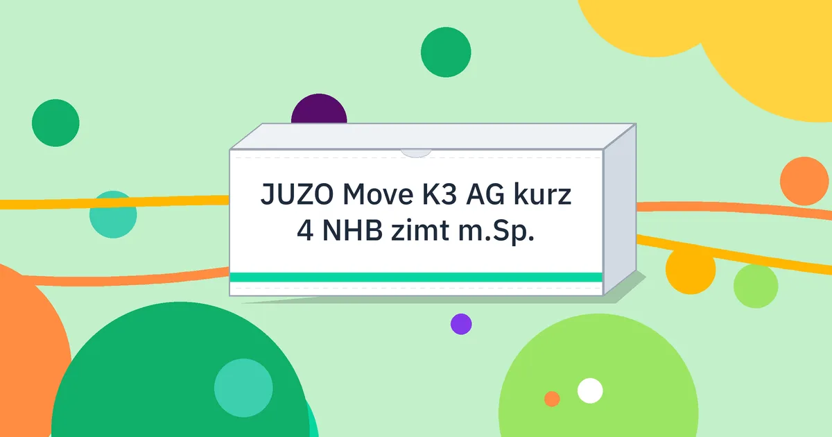 Symbolbild: Packung mit der Aufschrift JUZO Move K3 AG kurz 4 NHB zimt m.Sp. (PZN 18579124) – Verfügbarkeit und Bezug in Apotheken in Frankfurt am Main