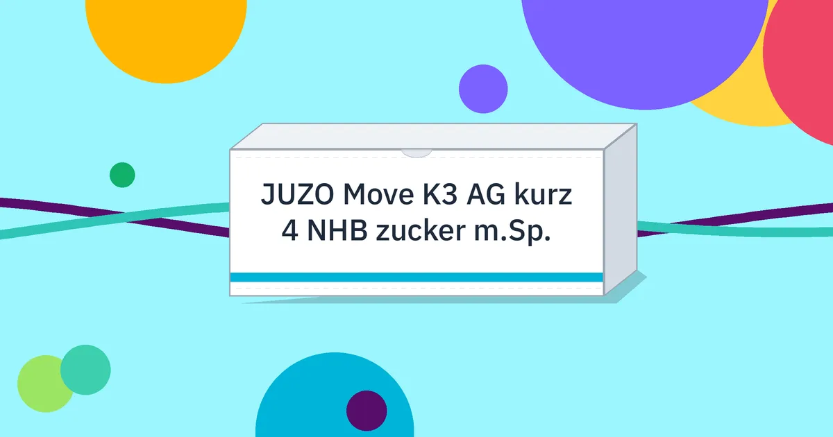 Symbolbild: Packung mit der Aufschrift JUZO Move K3 AG kurz 4 NHB zucker m.Sp. (PZN 18579058) – Verfügbarkeit und Bezug in Apotheken in Frankfurt am Main
