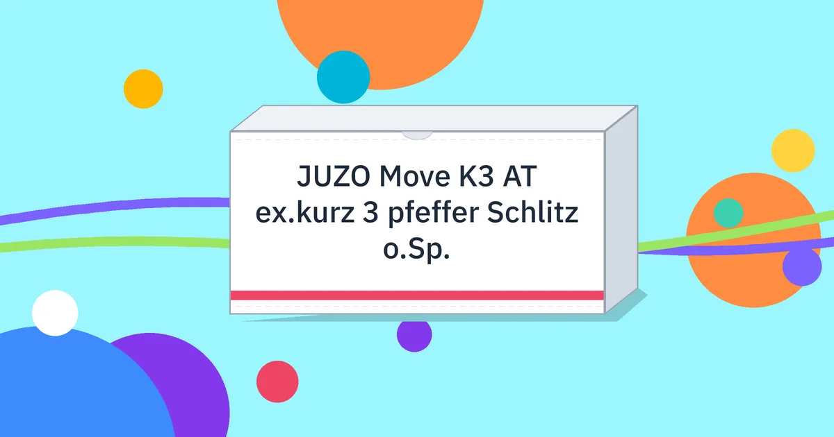 Symbolbild: Packung mit der Aufschrift JUZO Move K3 AT ex.kurz 3 pfeffer Schlitz o.Sp. (PZN 20682444) – Verfügbarkeit und Bezug in Apotheken in Frankfurt am Main