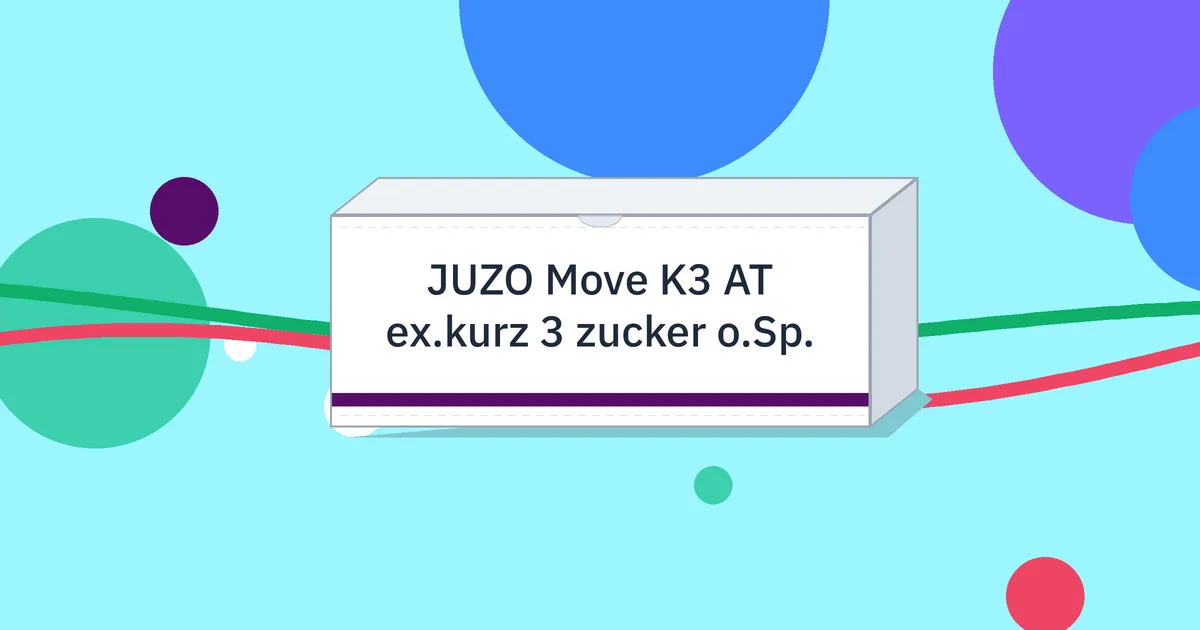 Symbolbild: Packung mit der Aufschrift JUZO Move K3 AT ex.kurz 3 zucker o.Sp. (PZN 20681338) – Verfügbarkeit und Bezug in Apotheken in Frankfurt am Main