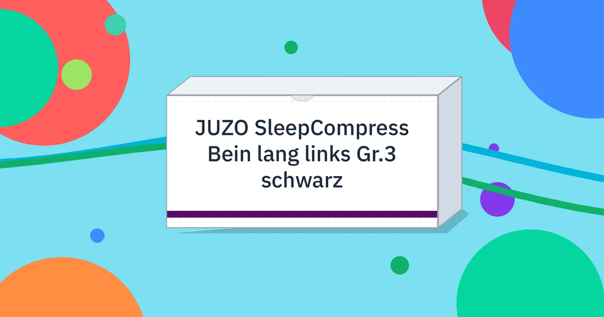 Symbolbild: Packung mit der Aufschrift JUZO SleepCompress Bein lang links Gr.3 schwarz (PZN 19622709) – Verfügbarkeit und Bezug in Apotheken in Frankfurt am Main