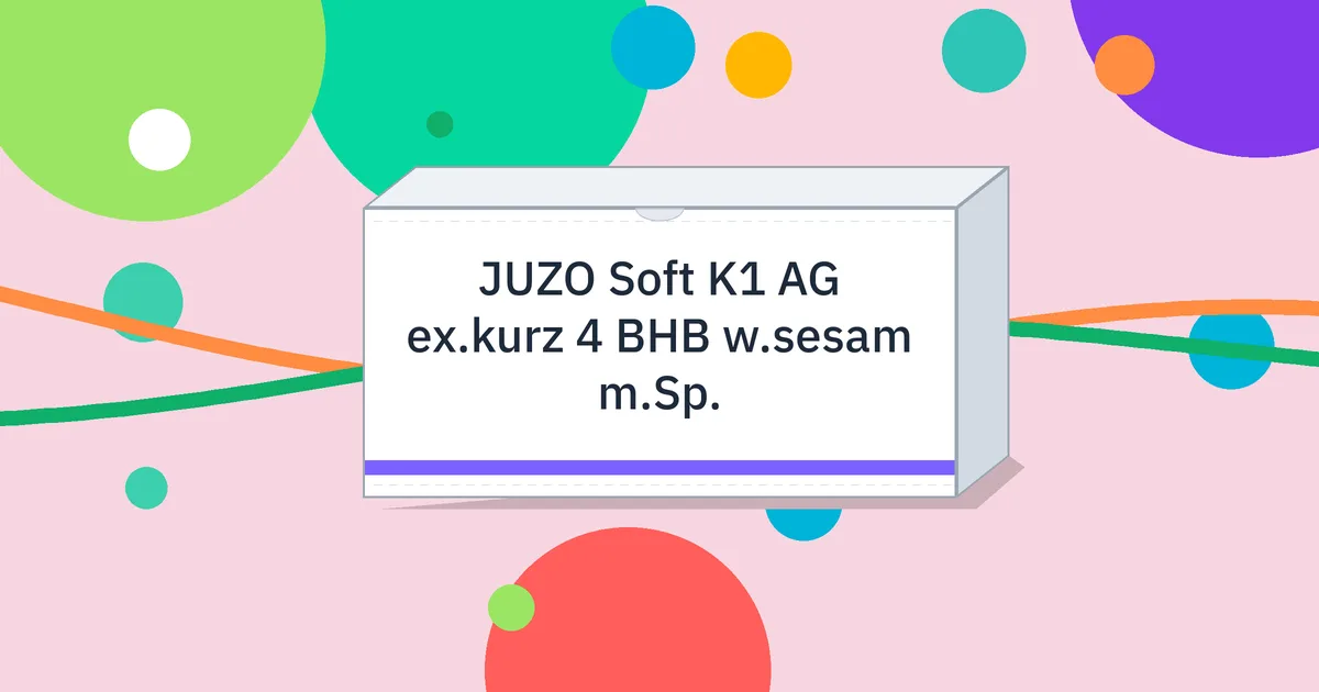 Symbolbild: Packung mit der Aufschrift JUZO Soft K1 AG ex.kurz 4 BHB w.sesam m.Sp. (PZN 14839404) – Verfügbarkeit und Bezug in Apotheken in Frankfurt am Main