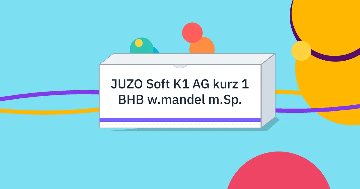 Symbolbild: Packung mit der Aufschrift JUZO Soft K1 AG kurz 1 BHB w.mandel m.Sp. (PZN 14838250) – Verfügbarkeit und Bezug in Apotheken in Frankfurt am Main