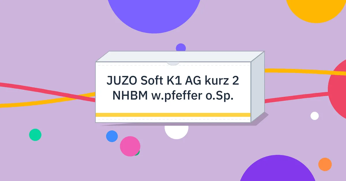 Symbolbild: Packung mit der Aufschrift JUZO Soft K1 AG kurz 2 NHBM w.pfeffer o.Sp. (PZN 14996316) – Verfügbarkeit und Bezug in Apotheken in Frankfurt am Main