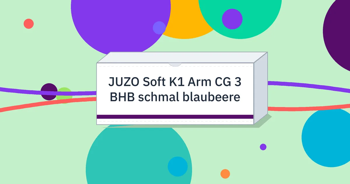 Symbolbild: Packung mit der Aufschrift JUZO Soft K1 Arm CG 3 BHB schmal blaubeere (PZN 15507791) – Verfügbarkeit und Bezug in Apotheken in Frankfurt am Main