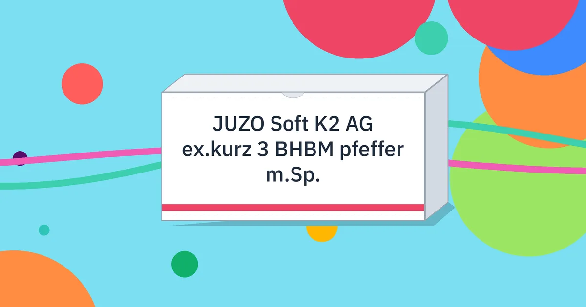 Symbolbild: Packung mit der Aufschrift JUZO Soft K2 AG ex.kurz 3 BHBM pfeffer m.Sp. (PZN 14860060) – Verfügbarkeit und Bezug in Apotheken in Frankfurt am Main