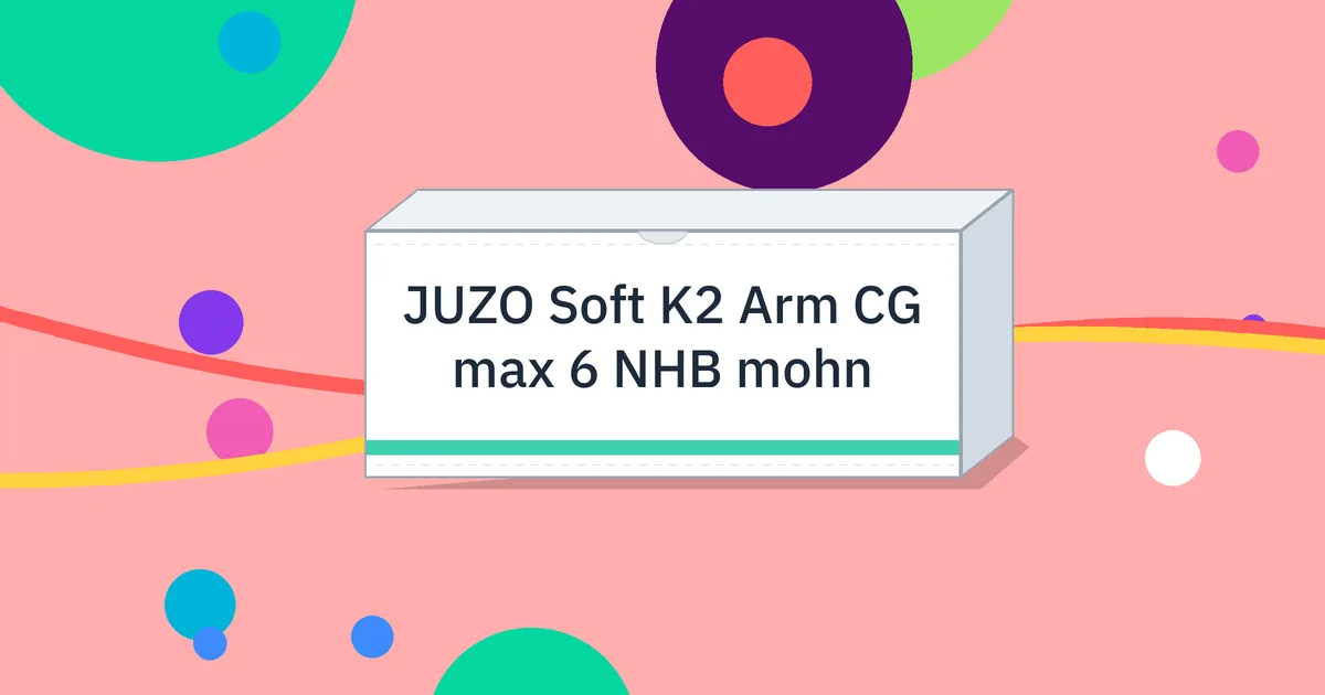 Symbolbild: Packung mit der Aufschrift JUZO Soft K2 Arm CG max 6 NHB mohn (PZN 15512906) – Verfügbarkeit und Bezug in Apotheken in Frankfurt am Main