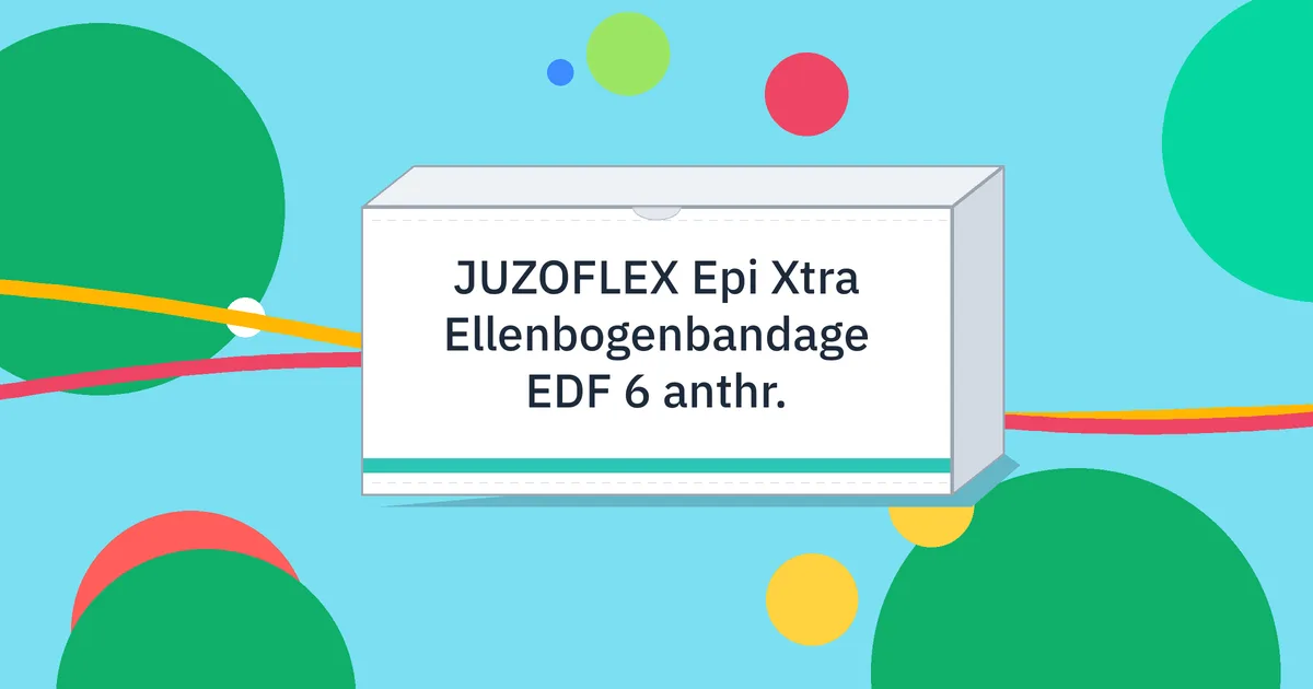 Symbolbild: Packung mit der Aufschrift JUZOFLEX Epi Xtra Ellenbogenbandage EDF 6 anthr. (PZN 16635798) – Verfügbarkeit und Bezug in Apotheken in Frankfurt am Main