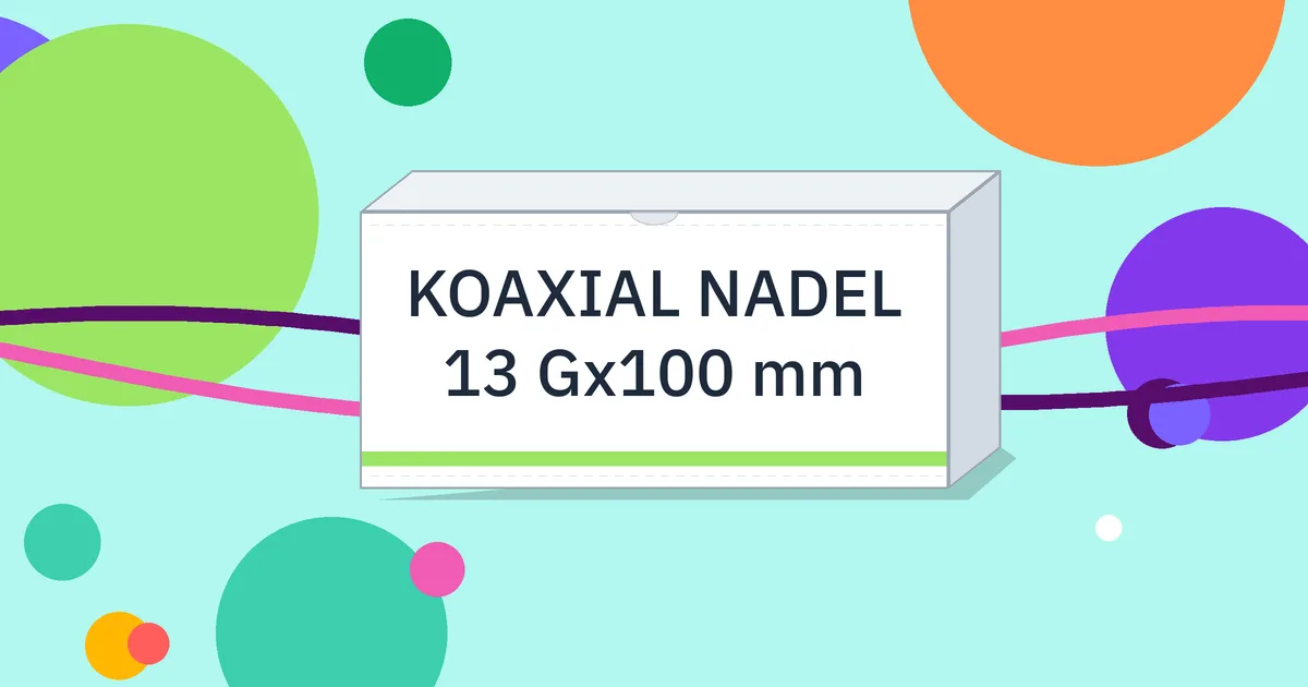 Symbolbild: Packung mit der Aufschrift KOAXIAL NADEL 13 Gx100 mm (PZN 19529329) – Verfügbarkeit und Bezug in Apotheken in Frankfurt am Main