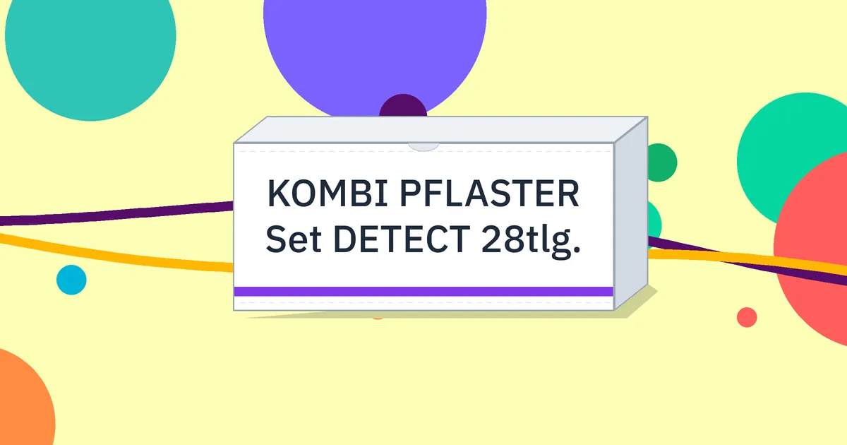 Symbolbild: Packung mit der Aufschrift KOMBI PFLASTER Set DETECT 28tlg. (PZN 12492681) – Verfügbarkeit und Bezug in Apotheken in Frankfurt am Main