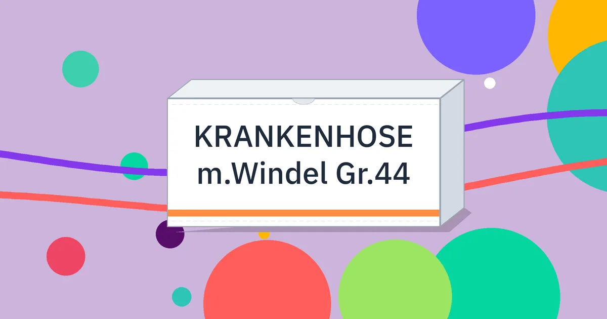 Symbolbild: Packung mit der Aufschrift KRANKENHOSE m.Windel Gr.44 (PZN 02441866) – Verfügbarkeit und Bezug in Apotheken in Frankfurt am Main