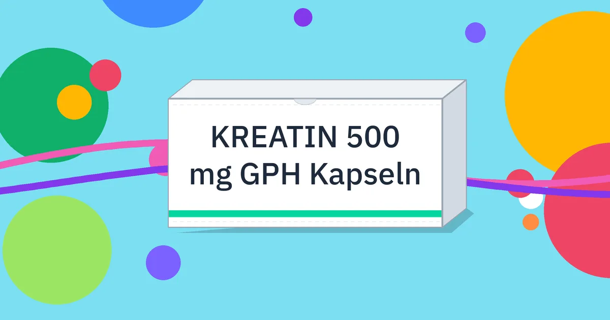 Symbolbild: Packung mit der Aufschrift KREATIN 500 mg GPH Kapseln (PZN 09324365) – Verfügbarkeit und Bezug in Apotheken in Frankfurt am Main