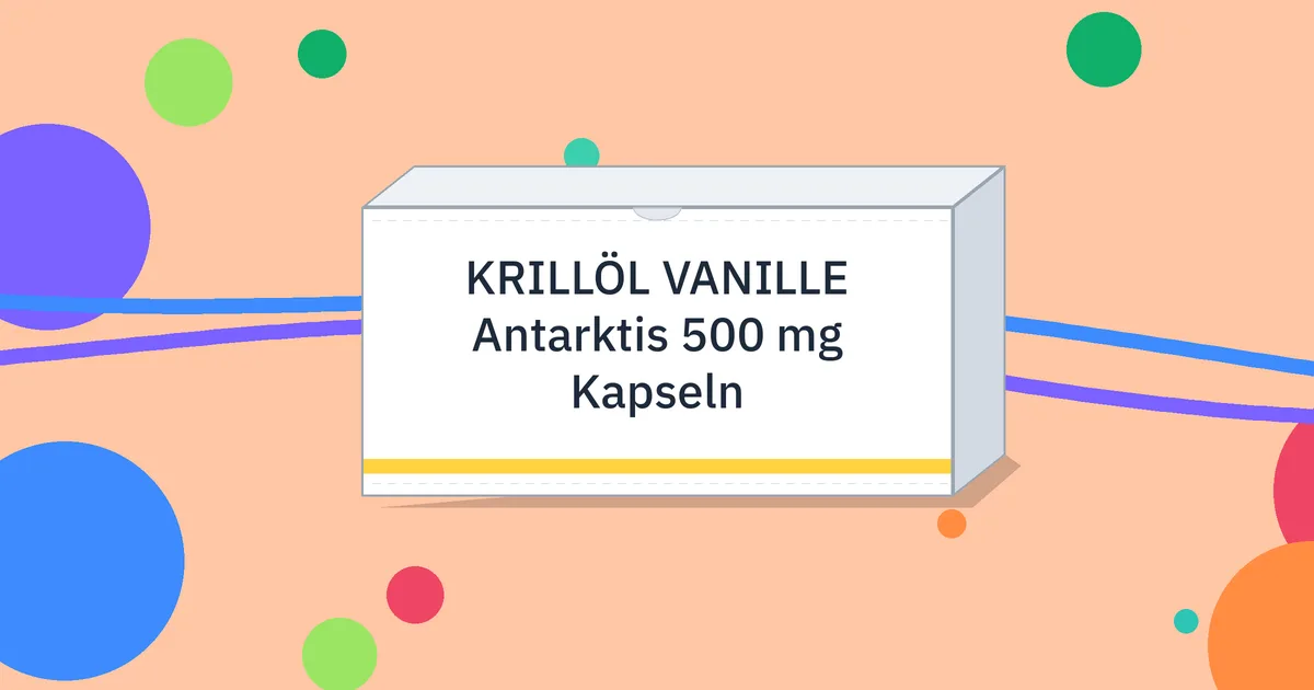 Symbolbild: Packung mit der Aufschrift KRILLÖL VANILLE Antarktis 500 mg Kapseln (PZN 16226120) – Verfügbarkeit und Bezug in Apotheken in Frankfurt am Main