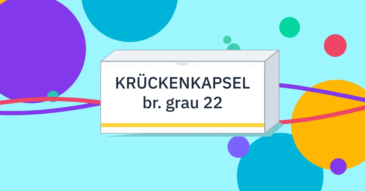 Symbolbild: Packung mit der Aufschrift KRÜCKENKAPSEL br. grau 22 (PZN 01966437) – Verfügbarkeit und Bezug in Apotheken in Frankfurt am Main