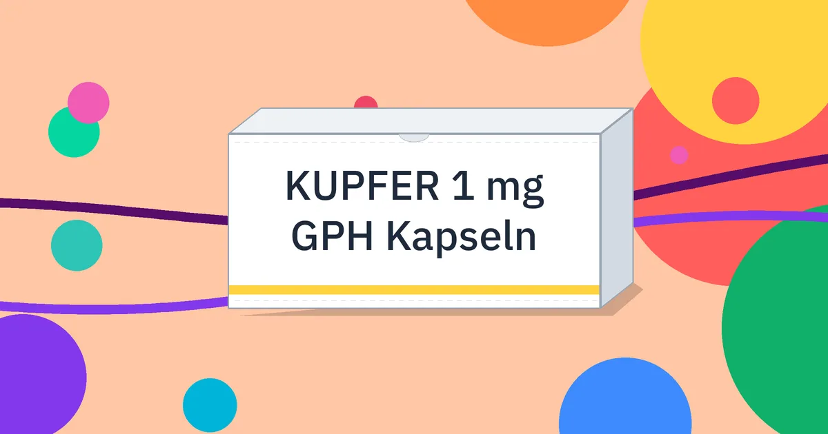 Symbolbild: Packung mit der Aufschrift KUPFER 1 mg GPH Kapseln (PZN 01569245) – Verfügbarkeit und Bezug in Apotheken in Frankfurt am Main