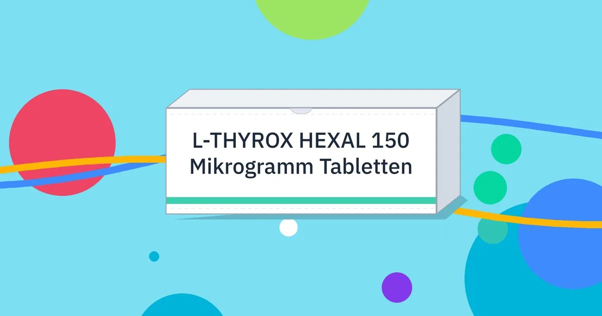Symbolbild: Packung mit der Aufschrift L-THYROX HEXAL 150 Mikrogramm Tabletten (PZN 00811804) – Verfügbarkeit und Bezug in Apotheken in Frankfurt am Main