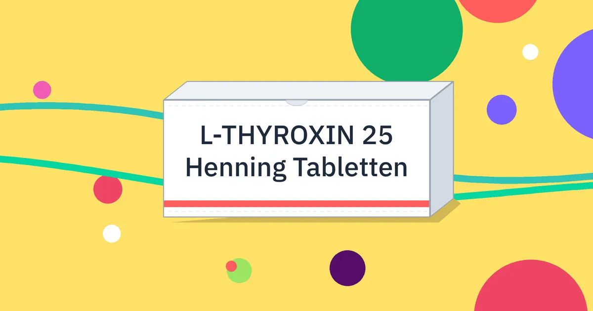 Symbolbild: Packung mit der Aufschrift L-THYROXIN 25 Henning Tabletten (PZN 02532675) – Verfügbarkeit und Bezug in Apotheken in Frankfurt am Main