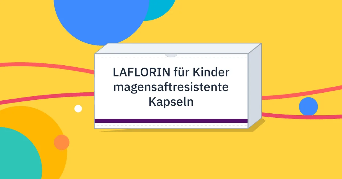 Symbolbild: Packung mit der Aufschrift LAFLORIN für Kinder magensaftresistente Kapseln (PZN 15321187) – Verfügbarkeit und Bezug in Apotheken in Frankfurt am Main