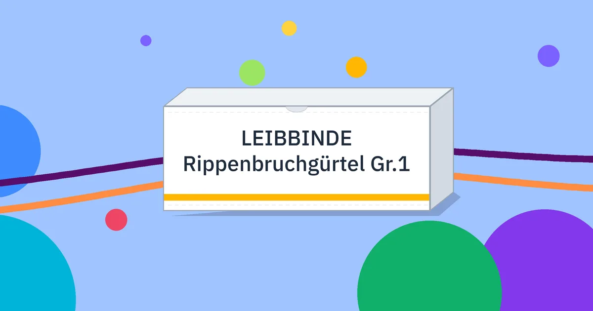 Symbolbild: Packung mit der Aufschrift LEIBBINDE Rippenbruchgürtel Gr.1 (PZN 01735643) – Verfügbarkeit und Bezug in Apotheken in Frankfurt am Main