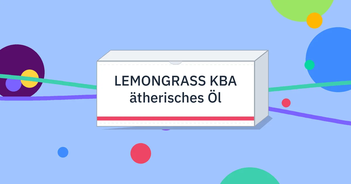 Symbolbild: Packung mit der Aufschrift LEMONGRASS KBA ätherisches Öl (PZN 00229406) – Verfügbarkeit und Bezug in Apotheken in Frankfurt am Main