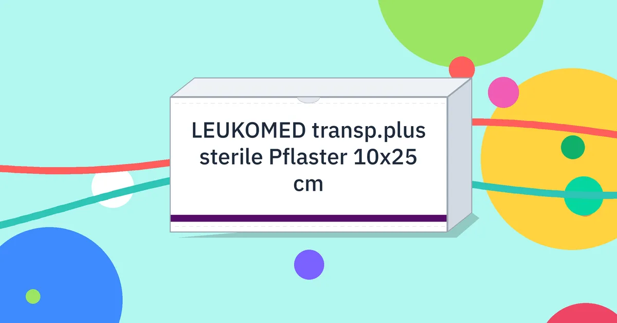 Symbolbild: Packung mit der Aufschrift LEUKOMED transp.plus sterile Pflaster 10x25 cm (PZN 16002194) – Verfügbarkeit und Bezug in Apotheken in Frankfurt am Main