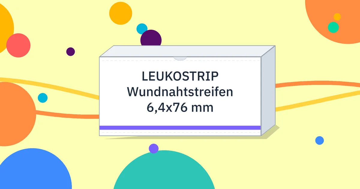 Symbolbild: Packung mit der Aufschrift LEUKOSTRIP Wundnahtstreifen 6,4x76 mm (PZN 19701662) – Verfügbarkeit und Bezug in Apotheken in Frankfurt am Main