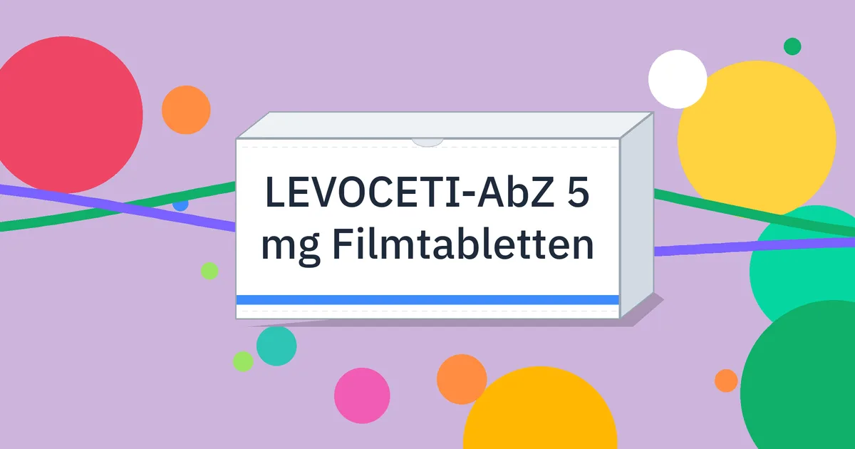 Symbolbild: Packung mit der Aufschrift LEVOCETI-AbZ 5 mg Filmtabletten (PZN 15318819) – Verfügbarkeit und Bezug in Apotheken in Frankfurt am Main