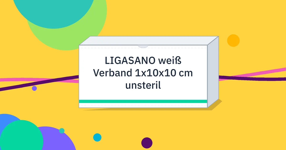 Symbolbild: Packung mit der Aufschrift LIGASANO weiß Verband 1x10x10 cm unsteril (PZN 01632937) – Verfügbarkeit und Bezug in Apotheken in Frankfurt am Main