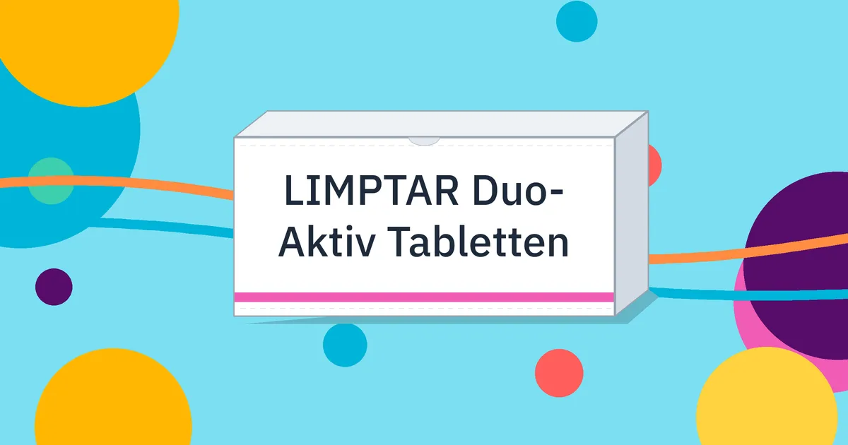 Symbolbild: Packung mit der Aufschrift LIMPTAR Duo-Aktiv Tabletten (PZN 07235120) – Verfügbarkeit und Bezug in Apotheken in Frankfurt am Main