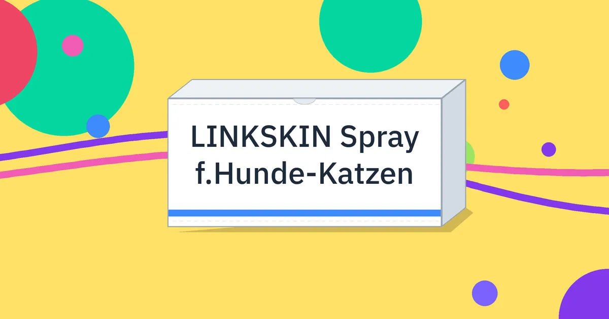 Symbolbild: Packung mit der Aufschrift LINKSKIN Spray f.Hunde-Katzen (PZN 18022628) – Verfügbarkeit und Bezug in Apotheken in Frankfurt am Main