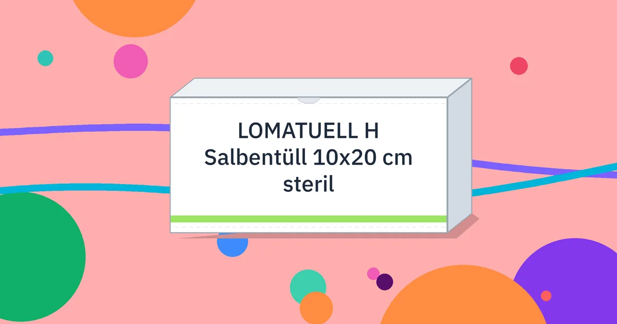 Symbolbild: Packung mit der Aufschrift LOMATUELL H Salbentüll 10x20 cm steril (PZN 15660239) – Verfügbarkeit und Bezug in Apotheken in Frankfurt am Main