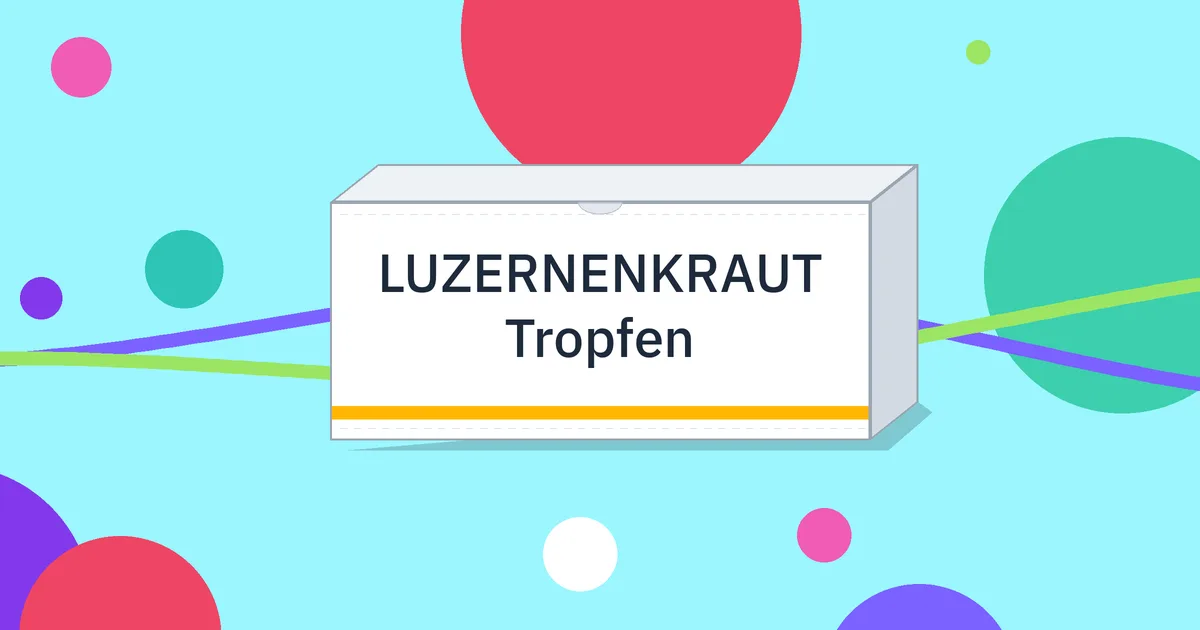 Symbolbild: Packung mit der Aufschrift LUZERNENKRAUT Tropfen (PZN 19141766) – Verfügbarkeit und Bezug in Apotheken in Frankfurt am Main