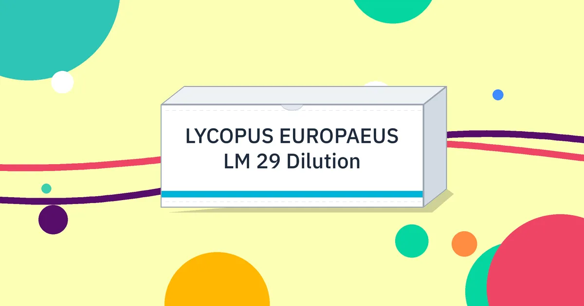 Symbolbild: Packung mit der Aufschrift LYCOPUS EUROPAEUS LM 29 Dilution (PZN 13538238) – Verfügbarkeit und Bezug in Apotheken in Frankfurt am Main