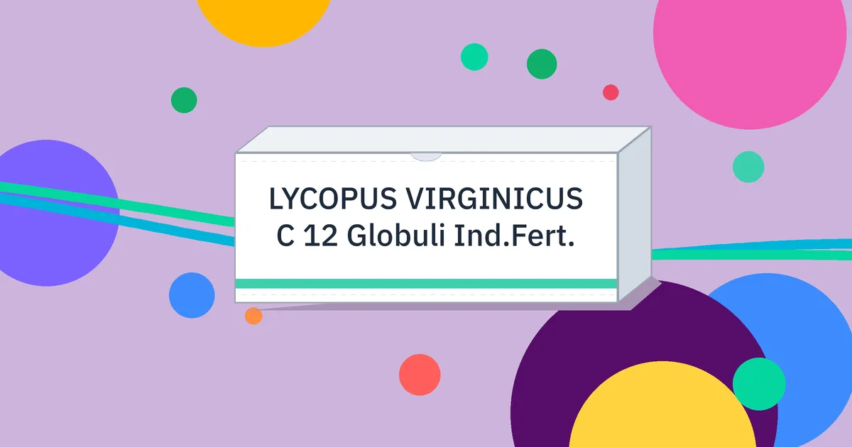 Symbolbild: Packung mit der Aufschrift LYCOPUS VIRGINICUS C 12 Globuli Ind.Fert. (PZN 17679243) – Verfügbarkeit und Bezug in Apotheken in Frankfurt am Main