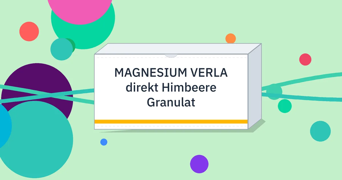 Symbolbild: Packung mit der Aufschrift MAGNESIUM VERLA direkt Himbeere Granulat (PZN 15201141) – Verfügbarkeit und Bezug in Apotheken in Frankfurt am Main