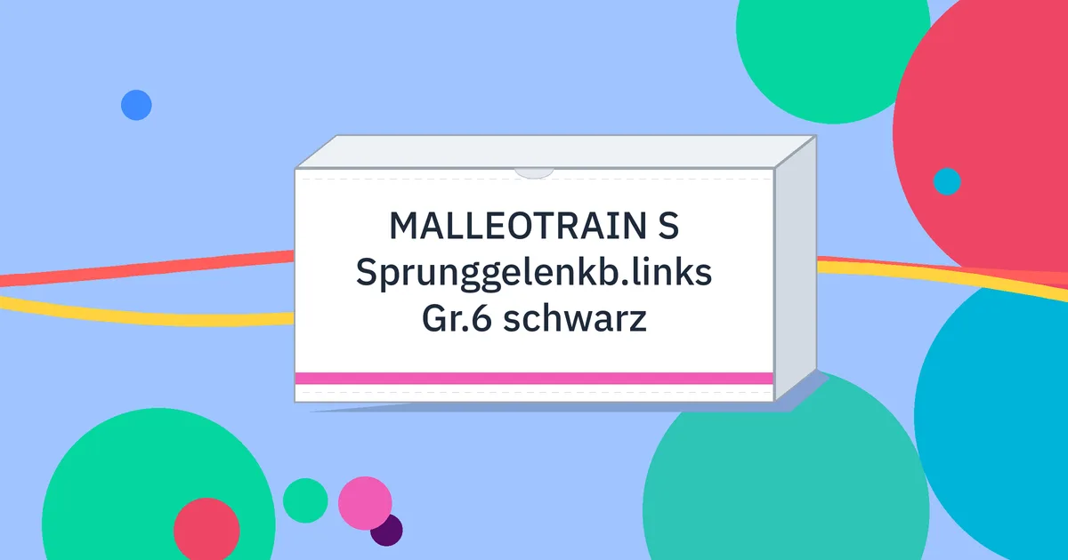 Symbolbild: Packung mit der Aufschrift MALLEOTRAIN S Sprunggelenkb.links Gr.6 schwarz (PZN 10220642) – Verfügbarkeit und Bezug in Apotheken in Frankfurt am Main