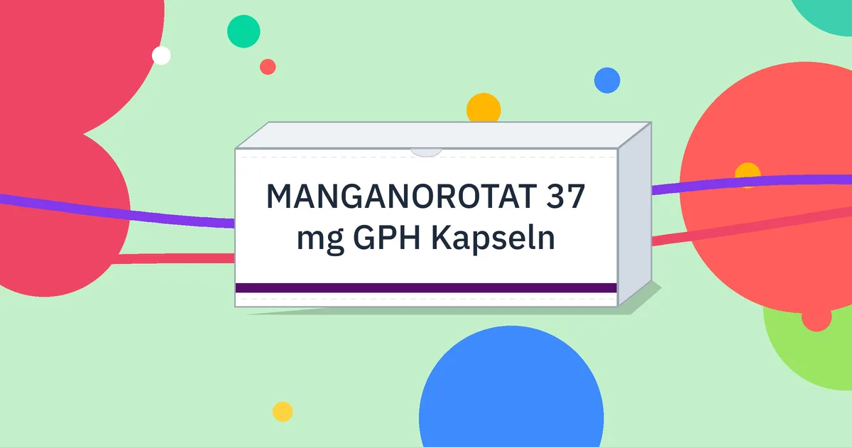 Symbolbild: Packung mit der Aufschrift MANGANOROTAT 37 mg GPH Kapseln (PZN 11482841) – Verfügbarkeit und Bezug in Apotheken in Frankfurt am Main