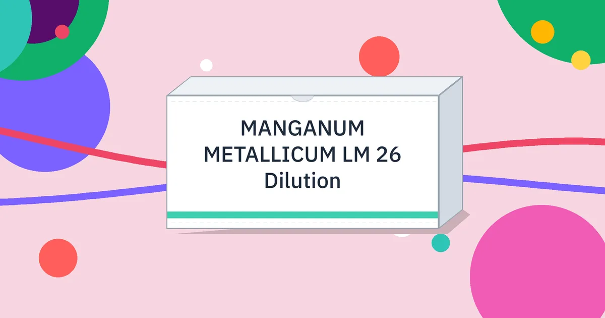 Symbolbild: Packung mit der Aufschrift MANGANUM METALLICUM LM 26 Dilution (PZN 12943422) – Verfügbarkeit und Bezug in Apotheken in Frankfurt am Main