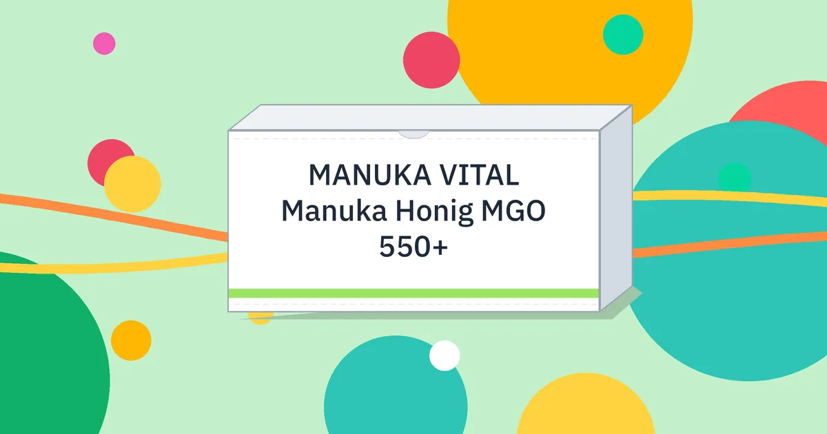 Symbolbild: Packung mit der Aufschrift MANUKA VITAL Manuka Honig MGO 550+ (PZN 19457593) – Verfügbarkeit und Bezug in Apotheken in Frankfurt am Main