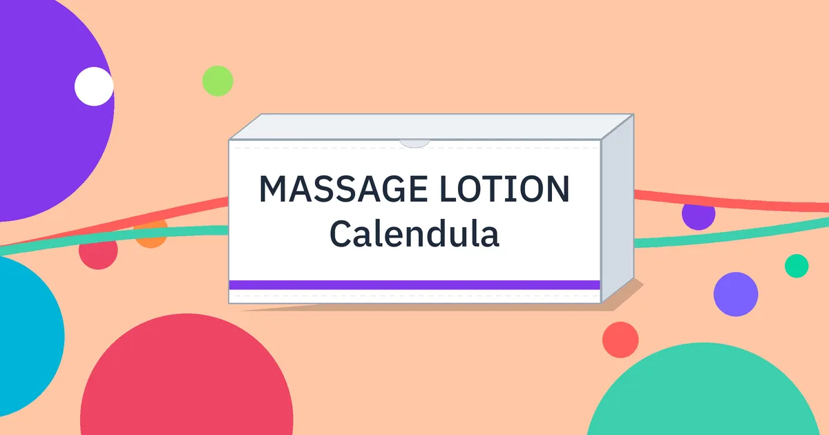 Symbolbild: Packung mit der Aufschrift MASSAGE LOTION Calendula (PZN 20858989) – Verfügbarkeit und Bezug in Apotheken in Frankfurt am Main